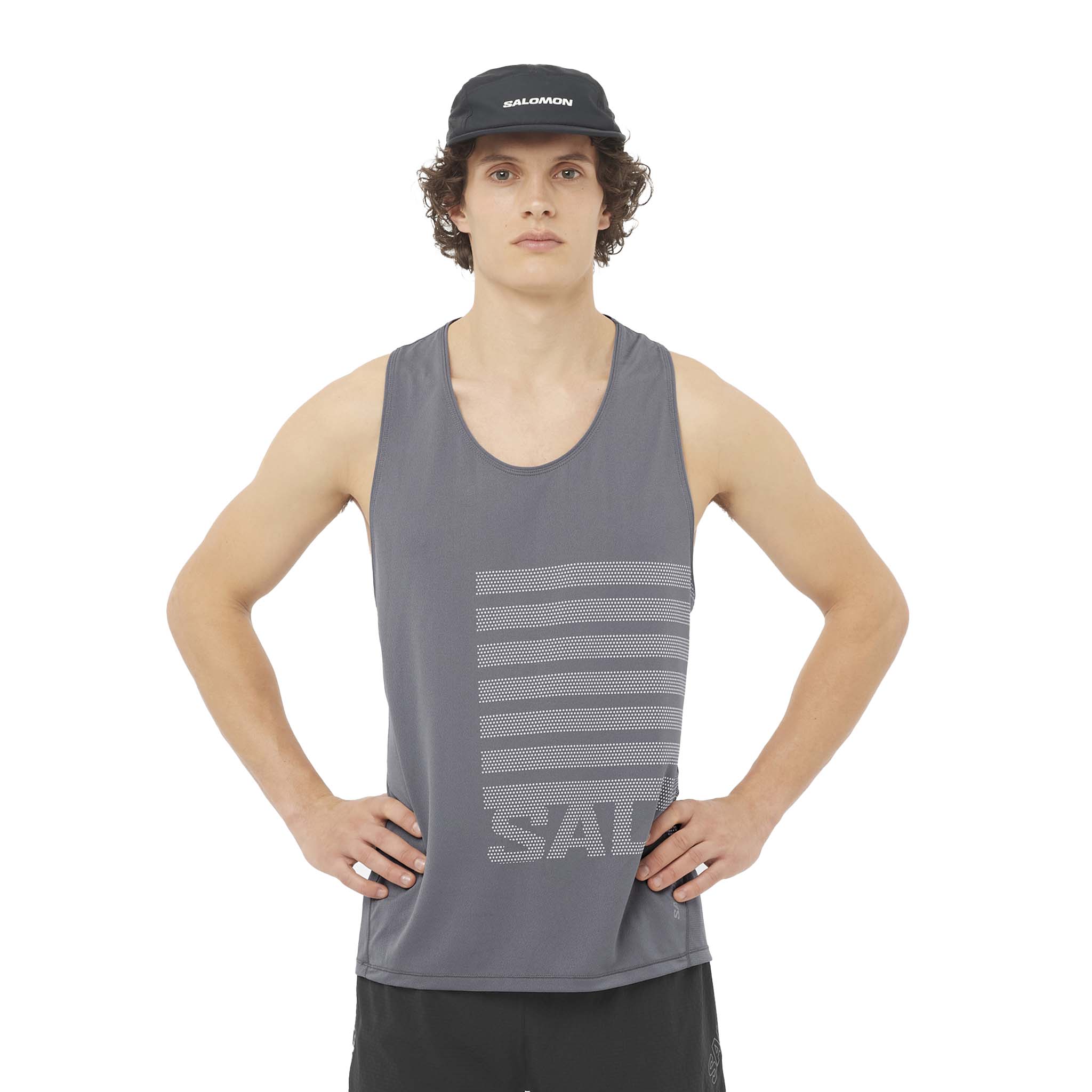 Salomon Men's Sense Aero Graphic Tank - Castlerock/White | Run4It